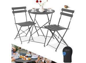 4255598355001 - KESSER® Bistroset 3-teilig Bistrotisch mit 2 klappbaren Stühle Set Balkonset Balkonmöbel Klapp-Möbel Gartenset Sitzgarnitur Gartengarnitur Gartenmöbel Sitzgruppe Metall Bistro Gartentisch inkl Abdeckung