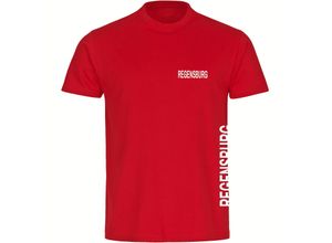 4068859572747 - multifanshop Herren T-Shirt - Regensburg - Brust & Seite - Druck weiß - Männer