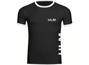 4068859587550 - multifanshop Kontrast T-Shirt - Ulm - Brust & Seite - Druck weiß - Männer