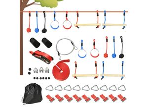 4255633520319 - Ninja Slackline-Set mit Aufbewahrungstasche für Kinder bunt 1000L x 40B x 100H cm ninja slackline-set klettergerüst outdoor klettertraining seil