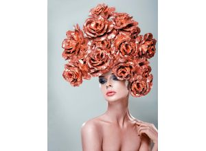 4049009358923 - Acrylglasbild QUEENCE Frau mit Blumenhut bunt (farbe bild(er) bunt) B100cm H150cm T24cm Bilder Fine Art-Print in Galeriequalität