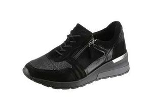 4057651424637 - Keilsneaker WALDLÄUFER H-CLARA-SOFT Damen Gr 75 (41) schwarz Veloursleder Textil Lackleder sportlich Schuhe Sneaker mit komfortabler Orthotritt-Ausstattung Weite H