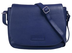 4262434232396 - Umhängetasche BRUNO BANANI Damen Gr B H T 28cm x 22cm x 9cm onesize blau Leder leicht glänzend unifarben Taschen echt Leder