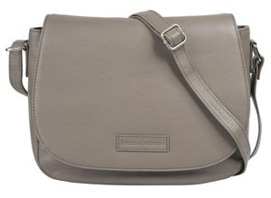 4262434232426 - Umhängetasche BRUNO BANANI Damen Gr B H T 28cm x 22cm x 9cm onesize grau Leder leicht glänzend unifarben Taschen echt Leder