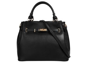4262427392205 - Henkeltasche SAMANTHA LOOK Damen Gr B H T 34cm x 27cm x 17cm onesize schwarz Leder leicht glänzend unifarben Taschen echt Leder Made in Italy geräumige Henkeltasche mit Smartphonefach