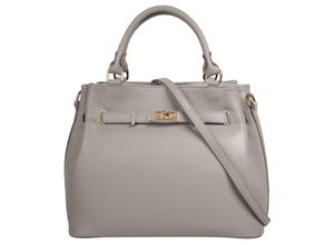 4262427392236 - Henkeltasche SAMANTHA LOOK Damen Gr B H T 34cm x 27cm x 17cm onesize grau Leder leicht glänzend unifarben Taschen echt Leder Made in Italy geräumige Henkeltasche mit Smartphonefach