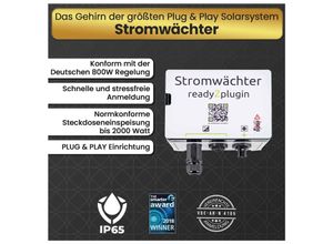 4255813312550 - Epp Ready2plugin Stromwächter für Solaranlage Plug and Play IP65 VDE konform mit der Deutschen 800W Regelung