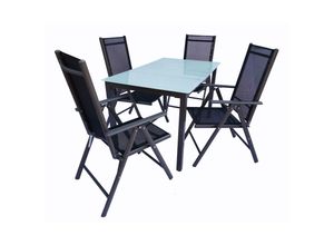 4051814386046 - 5 tlg Gartenmöbel Set Sitzgruppe Essgruppe 1x Tisch 4x Stühle Tisch Maße ca H 76 x B 140 x T 80 cm Stühle 140 MA