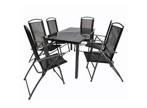 4051814417436 - 7-tlg Gartenmöbel Set Sitzgruppe Essgruppe 1x Tisch 6x Stühle Tisch Maße ca H 76 x B 140 x T 80 cm Hochlehner Set 140S