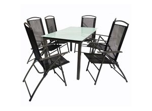 4051814417443 - 7-tlg Gartenmöbel Set Sitzgruppe Essgruppe 1x Tisch 6x Stühle Tisch Maße ca H 76 x B 140 x T 80 cm Hochlehner Set 140M