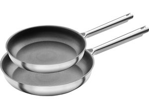 4009839542374 - Pfannen-Set ZWILLING TrueFlow silber (silberfarben schwarz) H97cm L50cm Ø28cm Pfannen mit Antihaftbeschichtung Induktionsgeeignet