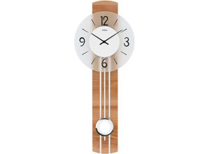 4037445151970 - Pendelwanduhr AMS W7263 beige (kernbuchefarben) Wanduhren B H L 23cm x 7cm x 60cm QuarzuhrHolzgehäuseEsszimmerWohnzimmerMade in Germany