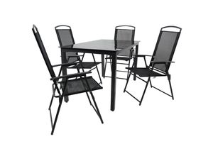 4051814417405 - 5-tlg Gartenmöbel Set Sitzgruppe Essgruppe 1x Tisch 4x Stühle Tisch Maße ca H 76 x B 140 x T 80 cm Hochlehner Set 140M