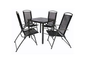 4051814417375 - 5-tlg Gartenmöbel Set Sitzgruppe Essgruppe 1x Tisch 4x Stühle Tisch Maße ca H 76 x B 80 x T 80 cm Hochlehner Set 80S