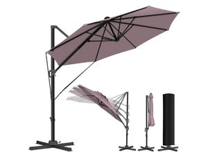 4260729116161 - KESSER® Sonnenschirm Ampelschirm SUN Rund XL Ø330 cm Inkl Abdeckung + Windsicherung 7-Fach Verstellbar Drehbar Neigbar Kippbar Groß 360° Drehbar Gartenschirm mit Kurbel Sonnenschutz UV50+