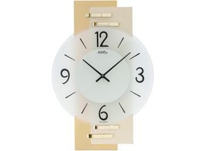 4037445160606 - Wanduhr AMS gold (goldfarben) Wanduhren B H L 22cm x 5cm x 36cm Exklusiv-Modell Quarzuhr Made in Germany Holz WohnzimmerEsszimmer