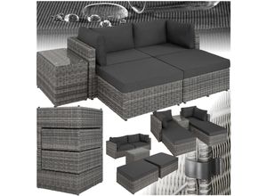 4061173259868 - tectake® Rattan Lounge mit Aluminiumgestell wetterfest und UV-beständig mit Sicherheitsglasplatte