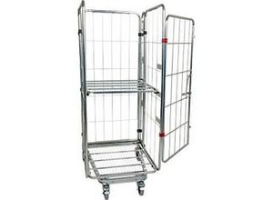 4260474941629 - Rollbehälter nestbar 4-seitig mit Gitterboden HxBxT 1770 x 729 x 818 mm mit 1 Einlegeboden kaiserkraft