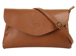 4260543037901 - Abendtasche CLUTY Damen Gr B H T 31cm x 18cm x 6cm onesize braun (cognac) Leder beschichtet Taschen echt Leder Made in Italy