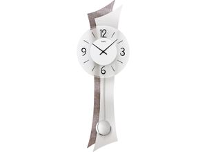 4037445152052 - Pendelwanduhr AMS W7426 silber (silberfarben) Wanduhren B H L 23cm x 8cm x 70cm Quarzuhr Holz- AluminiumgehäuseEsszimmerWohnzimmerMade in Germany