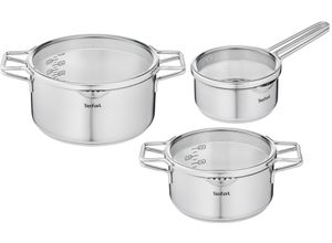 3168430307919 - Topf-Set TEFAL Jamie Oliver Ingenio G6 Topfset Induktion mit Pfannen silber (edelstahlfarben) Töpfe Thermo-Signal für alle Herdarten geeignet L9769932