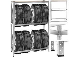 4061173256409 - tectake® Reifenregal für 8 Reifen mit Querstreben abgerundeten Kanten und bodenschonende Kunststoffkappen 120 x 40 x 180 cm