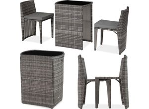 4061173205179 - Tectake Korbgeflecht Garten-Set Bistro-Set - Hamburg - verschiedene Farben - grau - 404210