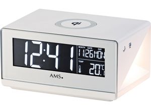 4037445157156 - Quarzwecker AMS T1300 weiß Wecker Wecker digital Wecker Schlafzimmer Ladestation