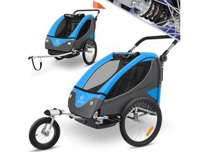 4255598307895 - KESSER® Cruiser Kinderanhänger Fahrradanhänger 360° Drehbar mit Federung 2in1 Joggerfunktion Kinderfahrradanhänger + 5-Punkt Gurt Jogger Fahrrad Anhänger für 1 bis 2 Kinder max 40kg