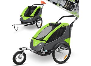 4255598307918 - KESSER® Cruiser Kinderanhänger Fahrradanhänger 360° Drehbar mit Federung 2in1 Joggerfunktion Kinderfahrradanhänger + 5-Punkt Gurt Jogger Fahrrad Anhänger für 1 bis 2 Kinder max 40kg