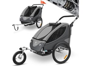 4255598307925 - KESSER® Cruiser Kinderanhänger Fahrradanhänger 360° Drehbar mit Federung 2in1 Joggerfunktion Kinderfahrradanhänger + 5-Punkt Gurt Jogger Fahrrad Anhänger für 1 bis 2 Kinder max 40kg