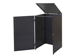 4057651302201 - Mülltonnenverkleidung MCW-E25 Mülltonnenbox Mülltonnenabdeckung Poly-Rattan 120l ~ schwarz