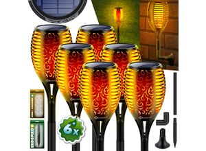 4260751949263 - KESSER® Gartenfackel Solar Set Solarleuchten Flamme mit Wandhalterung + Erdspieß Licht-Sensor Wetterfest Garten Solarleuchte Fackel Lichter LED Gartenlampe Solarlampe Flammenlicht