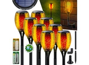 4260751949294 - KESSER® Gartenfackel Solar Set Solarleuchten Flamme mit Wandhalterung + Erdspieß Licht-Sensor Wetterfest Garten Solarleuchte Fackel Lichter LED Gartenlampe Solarlampe Flammenlicht