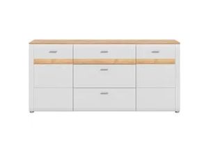 4057651292847 - Sideboard INOSIGN Aska Breite 185cm Metallgriffe2 Türen3 Schubkästen 4 Einlegeböden grau (ashgra eiche) B185cm H86cm T43cm Sideboards Matte Optik 2-farbig Anrichte Schrank Kommode Wohnmöbel