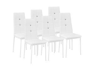 4260517461770 - tectake® 6er Set Esszimmerstuhl gepolstert mit Kunstlederbezug schlanke Stahlbeine 40 x 42 x 97 cm