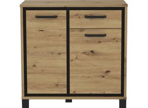5904767893514 - Kommode Trondheim schwarz (artisan eiche schwarz eiche) B914cm H912cm T415cm FSC-zertifizierter Holzwerkstoff Metall Sideboards Breite 91 cm