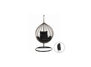 4058166267054 - HOME DELUXE Polyrattan Hängesessel CIELO - Schwarz mit Regenabdeckung