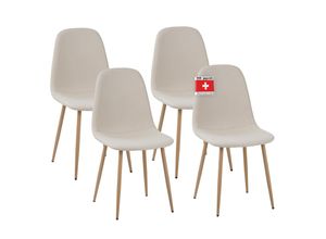 4250263736017 - Esszimmerstühle 4er Set FANO beige - Komfortabler Polsterstuhl für Modernes und Stilvolles Design am Esstisch - Küchenstuhl oder Stuhl Esszimmer mit hoher Belastbarkeit bis 110kg