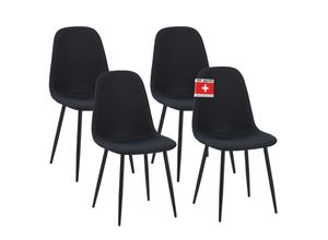 4250263735973 - Esszimmerstühle 4er Set BARI schwarz - Komfortabler Polsterstuhl für Modernes und Stilvolles Design am Esstisch - Küchenstuhl oder Stuhl Esszimmer mit hoher Belastbarkeit bis 110kg