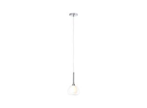 4004353360879 - BRILLIANT Lampe Hadan Pendelleuchte 10cm chrom weiß-transparent 1x D45 E14 40W geeignet für Tropfenlampen (nicht enthalten) In der Höhe einstellbar   Kabel kürzbar