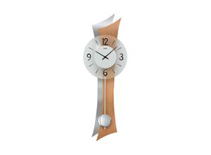 4037445152038 - Pendelwanduhr AMS W7425 Wanduhren Gr B H L 23 cm x 8 cm x 70 cm silberfarben (silberfarben buchefarben) Pendeluhren