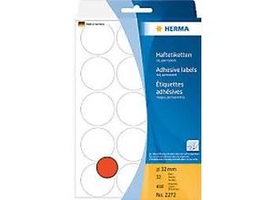 4008705022729 - HERMA Klebepunkte 2272 Ø 32 mm selbstklebend permanenthaftend per Hand beschreibbar 480 Stück auf 32 Blatt FSC®-Papier rot