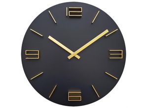 4029665024004 - Xxxl Wanduhr  Schwarz Gold  Holz  395x395x4 cm  RoHS CE  3D-Zahlen  Dekoration Uhren Wanduhren
