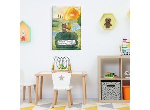 4262513380376 - Leinwandbild LUCKYLINDE Der kleine Bär und der kleine Tiger - Hauptsache schön + glücklich bunt (farbe bild(er) bunt) B40cm H60cm T2cm Canvas Holzrahmen Bilder Exklusive JANOSCH Kindermotive