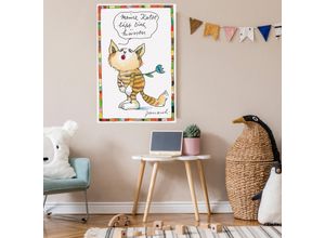 4262513380888 - Leinwandbild LUCKYLINDE Meine Katze lässt dich Küssen bunt (farbe bild(er) bunt) B40cm H60cm T2cm Canvas Holzrahmen Bilder Exklusive JANOSCH Kindermotive