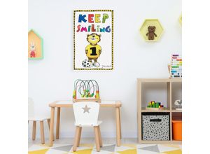 4262513380475 - Leinwandbild LUCKYLINDE Der kleine Tiger mit Fußball bunt (farbe bild(er) bunt) B60cm H90cm T2cm Canvas Holzrahmen Bilder Exklusive JANOSCH Kindermotive