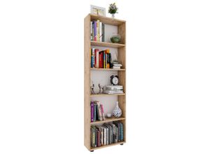 4051814420221 - Standregal Holz Aufbewahrung Stand Regal Bücherregal Deko Bücher Standregal Bulas 5 Fächer Gr 56 honig eiche B56cm H169cm T20cm Holzwerkstoff Holz Spanplatte Regale