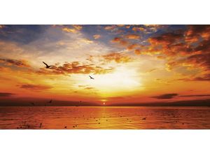 4055327984089 - Leinwandbild HOME AFFAIRE Songchai W Sonnenuntergang am Strand mit Himmel Bilder Gr B H 100 cm x 50 cm orange Leinwandbilder Bilder 10050 cm