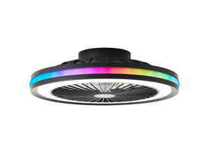 4004353425189 - LED-Deckenlampe mit Ventilator – 46 5 cm Schwarz Metall & Kunststoff Dimmbar RGB & CCT-Farbsteuerung mit Fernbedienung